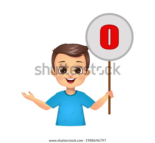 Cute Kid Counting Numbers By Showing Stock Vector (Royalty Free ...