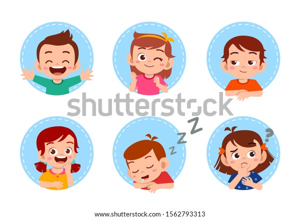 Cute Kid Face Expression Emoji Emoticon Stock Vector (Royalty Free ...