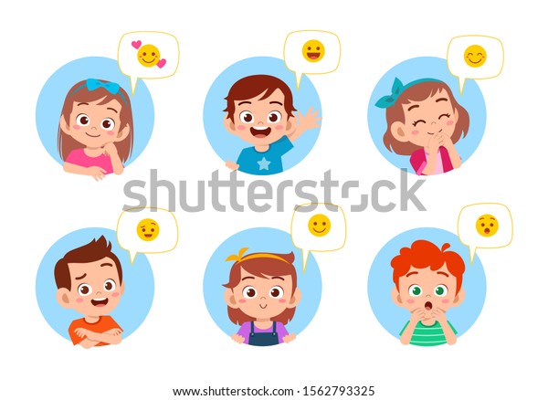 Cute Kid Face Expression Emoji Emoticon: vetor stock (livre de direitos ...
