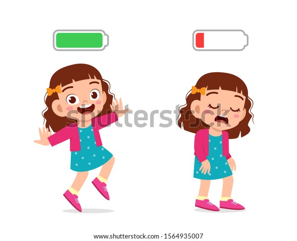 Cute Kid Power Full Low Battery Stock Vector (Royalty Free) 1564935007 ...