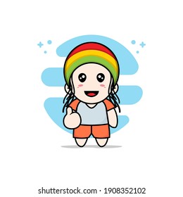 Lovely Cute Kawaii Chibi Elf Rejoices Stock Vector (Royalty Free) 749534089