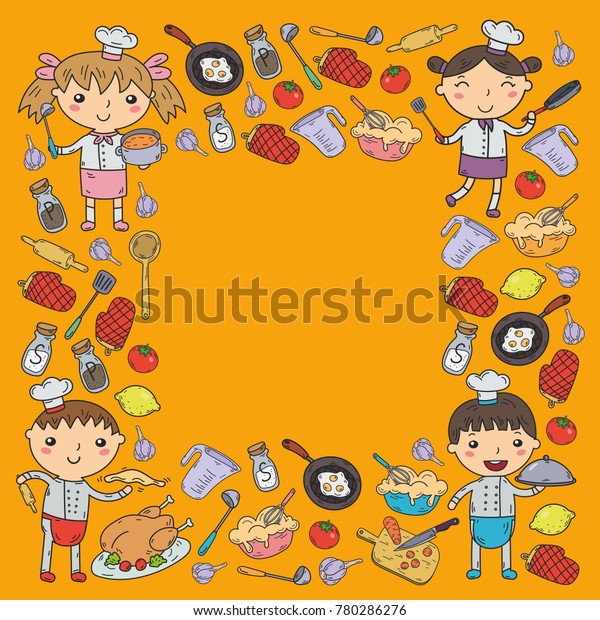 Cute Kids Chef On White Background Stock Vector (Royalty Free ...