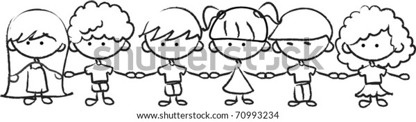 Cute Kids Holding Hands Vector 스톡 벡터(로열티 프리) 70993234 | Shutterstock