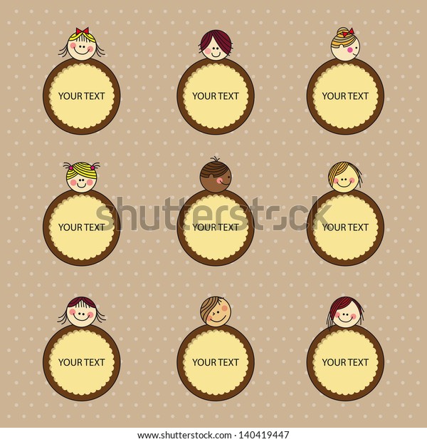 Cute Kids Labels Stickers Vector Set Stock Vector (Royalty Free ...