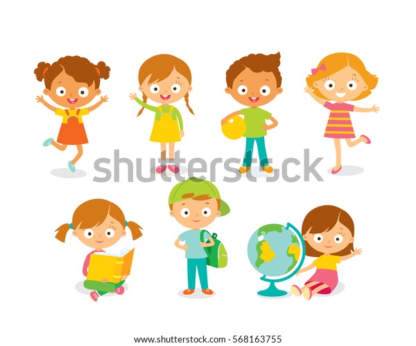 Cute Kids Playing Learning Stock Vector (Royalty Free) 568163755