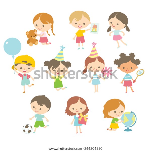 Cute Kids Simple Style Stock Vector (Royalty Free) 266206550