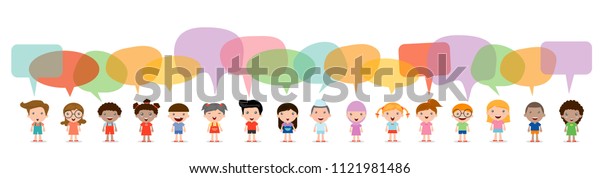 Cute Kids Speech Bubbles Set Diverse Stock Vector (Royalty Free ...