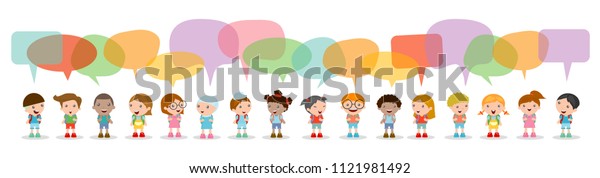 Cute Kids Speech Bubbles Set Diverse Stock Vector (Royalty Free ...