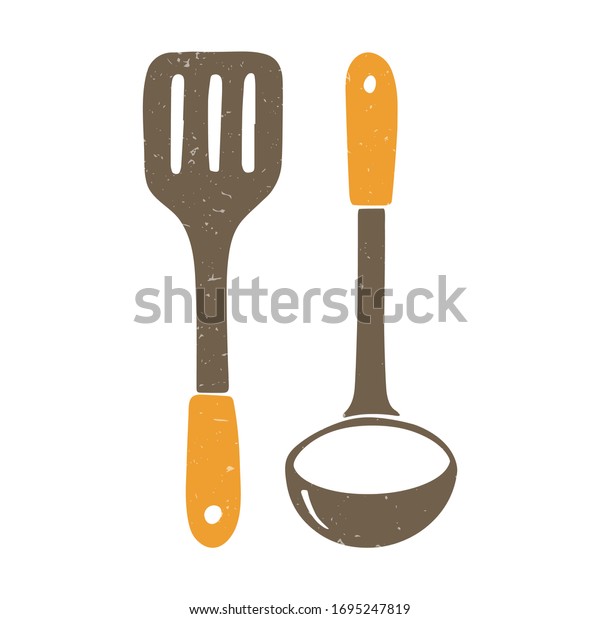 Cute Kitchen Set Brown Kitchen Spatula Stock Vector (Royalty Free ...