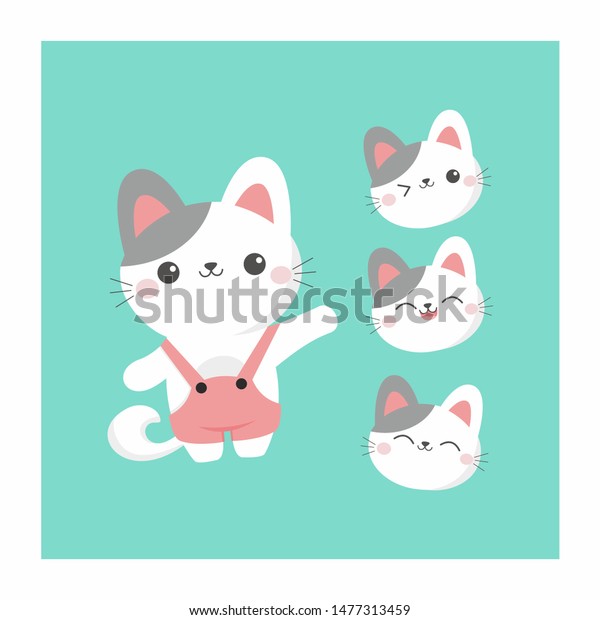Cute Kitten Lovely Cat Vector Set Stock Vector (Royalty Free ...