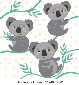 Cute Koala Bear Characters Cartoon Koalas Stock Vector (Royalty Free ...