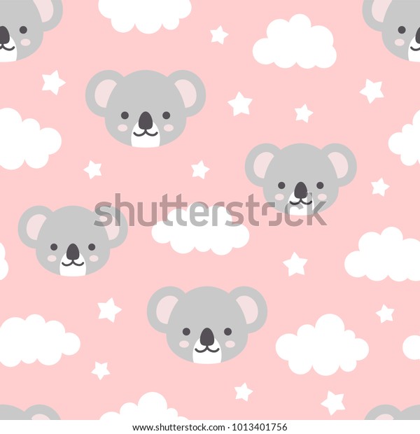 Cute Koala Seamless Pattern Animal Background Stock Vector (Royalty ...