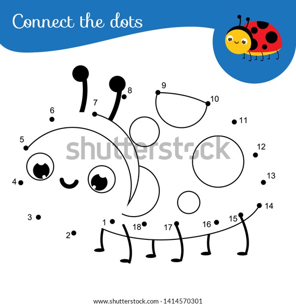 Cute Ladybug Connect Dots Dot Dot Stock Vector (Royalty Free) 1414570301