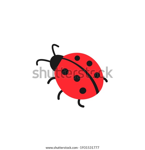Cute ladybug or ladybird simple flat design red and black. Vector ...