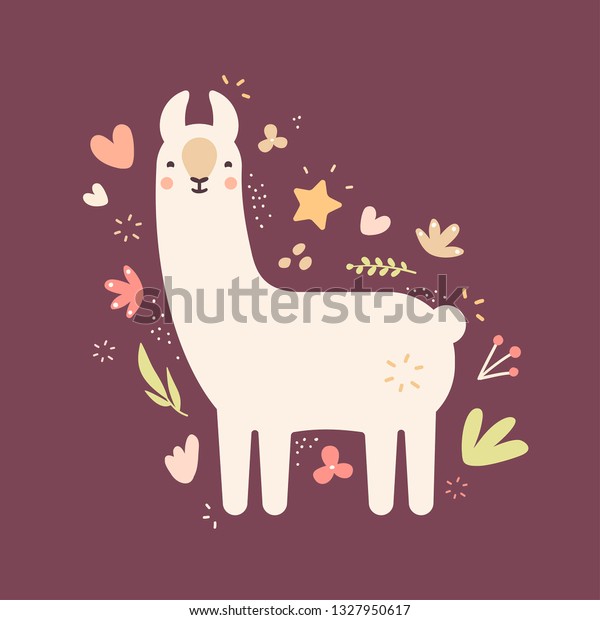 Cute Lama Vector Cartoon Illustration Flat Stock Vector (Royalty Free ...