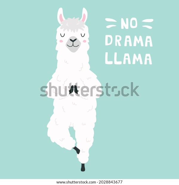Cute Lama Yoga Pose On Blue Stock Vector (Royalty Free) 2028843677 ...