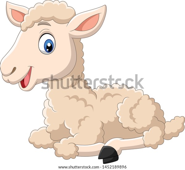 Cute Lamb Cartoon Sitting Isolated On Stock Vector (Royalty Free ...