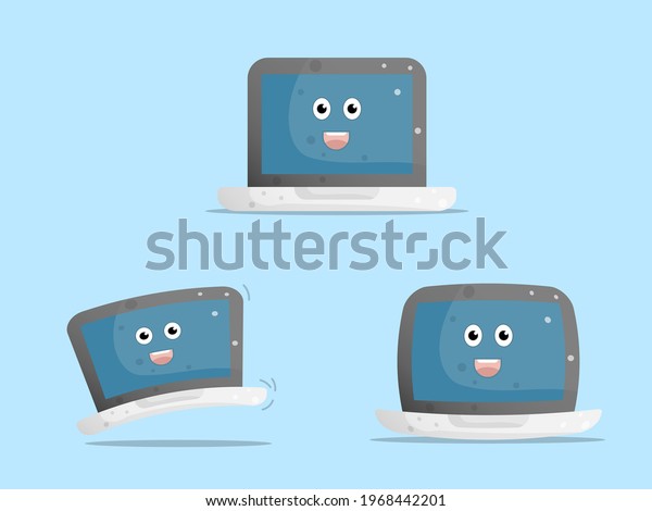 Cute Laptop Cartoon Vector Illustration Flat Stock Vector (Royalty Free ...