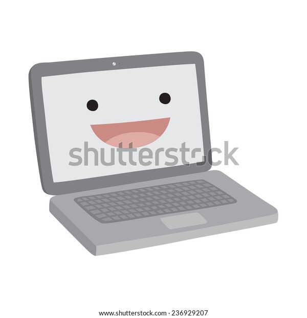 Cute Laptop Notebook Happy Smile Vector: เวกเตอร์สต็อก (ปลอดค่า ...