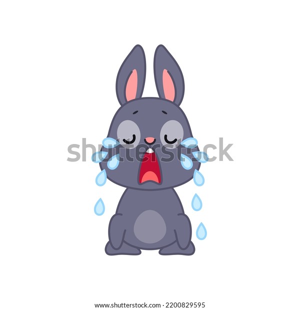 Cute Laughing Bunny Flat Cartoon Illustration Stock Vector (Royalty ...