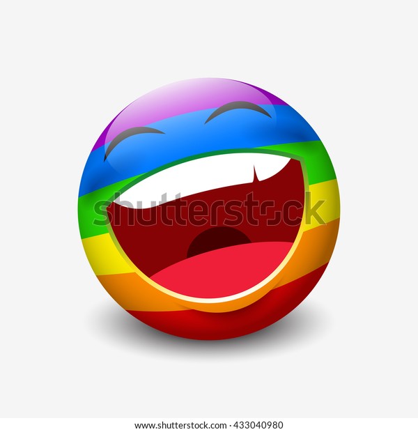 Cute Laughing Emoticon Isolated On White Stock Vector (Royalty Free ...
