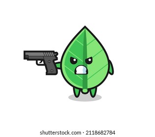 Cute Leaf Character Shoot Gun Cute Stock Vector (Royalty Free ...