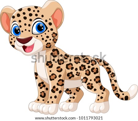 Cute Leopard Cartoon Isolated On White Stock Vector (Royalty Free ...