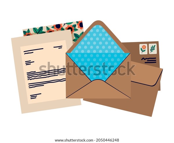 Cute Letters Design Envelopes Stock Vector (Royalty Free) 2050446248 ...