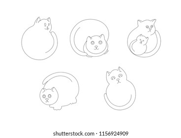 Cute Line Art Cats Stock Vector (Royalty Free) 1156924909 | Shutterstock