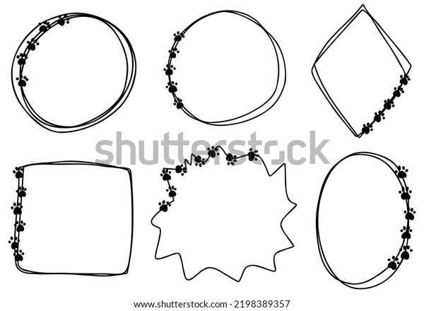 Cute Line Doodle Isolated Frames Set Stock Vector (Royalty Free ...