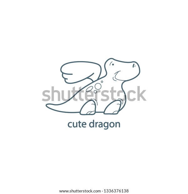 Cute Linear Dragon Wings Logo Advertising Stock Vector (Royalty Free ...