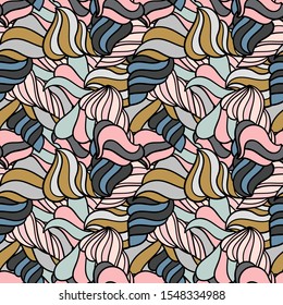 Cute Linear Wavy Doodle Seamless Pattern Stock Vector (Royalty Free ...