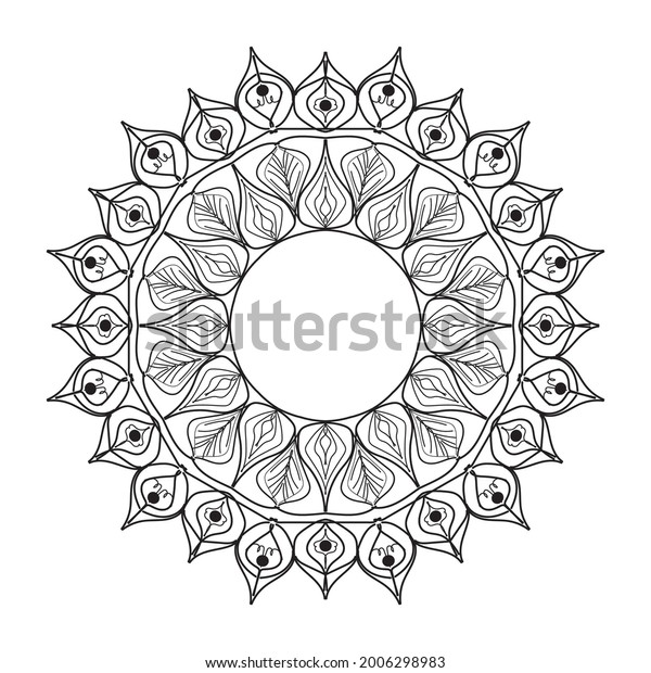 Cute Lineart Flower Indian Pattern Black Stock Vector (Royalty Free ...