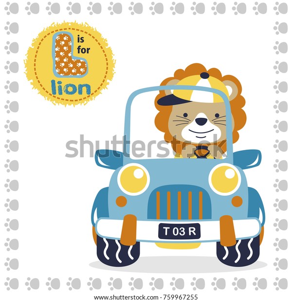 Cute Lion Driving Car Cartoon Vector Stock Vector (Royalty Free ...