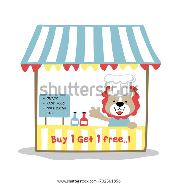Cute Lion Hawker Stalls Vector Cartoon Stock Vector (Royalty Free ...