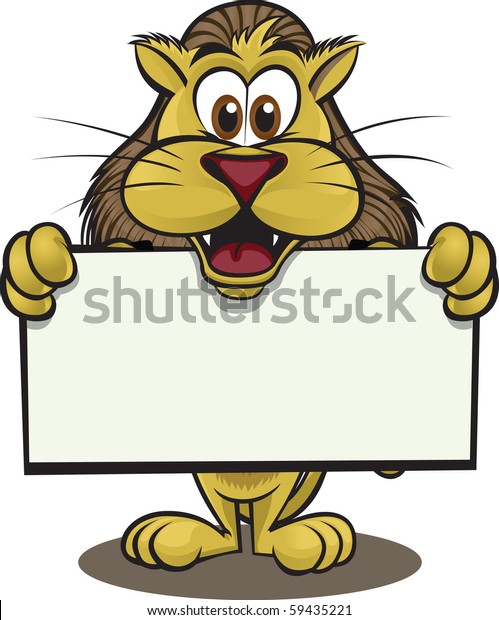 Cute Lion Holding Sign Separated Into Stock Vector (Royalty Free ...