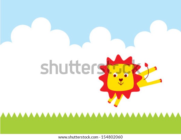 Cute Lion Spring Holiday Stock Vector (Royalty Free) 154802060