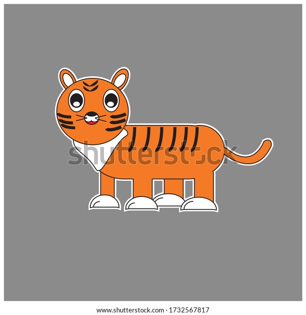 Cute Litle Tiger Flat Design Isolated Stock Vector (Royalty Free ...