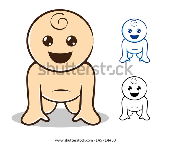 Cute Little Baby Crawling Vector Illustration Stock Vector (Royalty ...