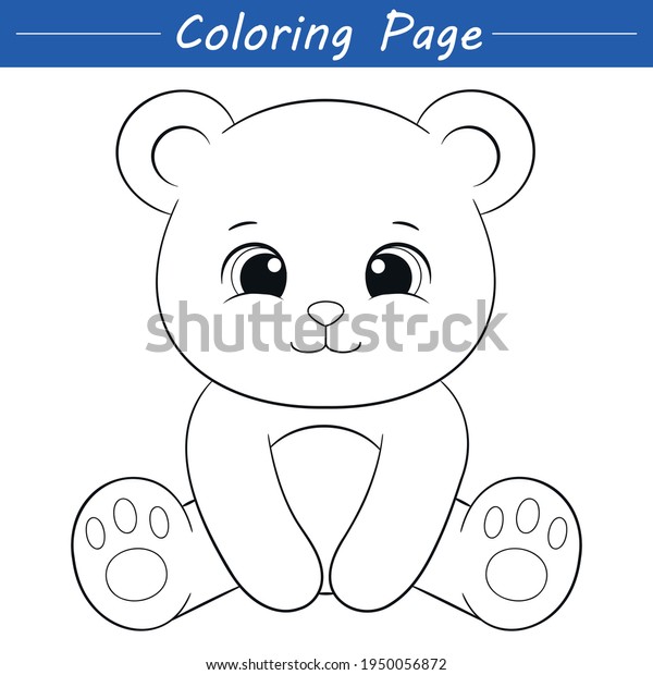 Cute Little Bear Coloring Page Vector Stock Vector (Royalty Free ...