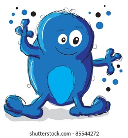 Cute Little Blue Monster Stock Vector (Royalty Free) 85544272 ...
