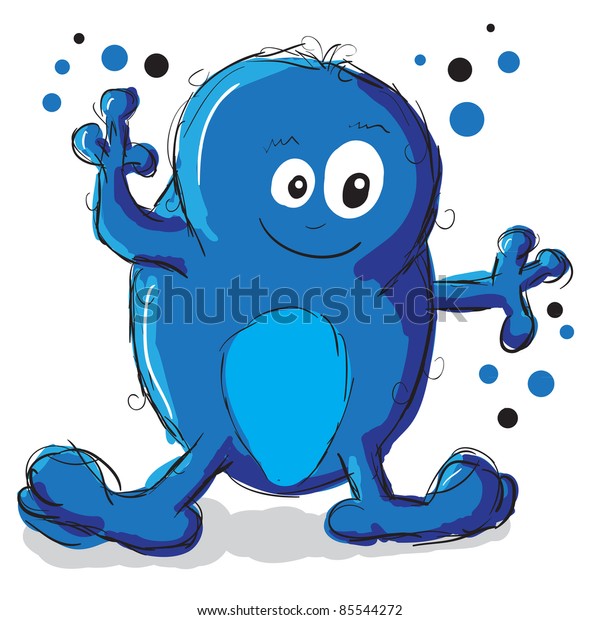Cute Little Blue Monster Stock Vector (Royalty Free) 85544272 ...