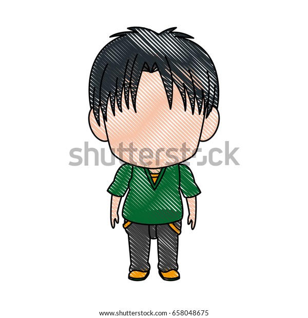 Cute Little Boy Anime Faceless Color Stock Vector (Royalty Free ...