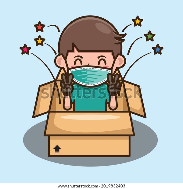 Cute Little Boy Get Out Box Stock Vector (Royalty Free) 2019832403 ...
