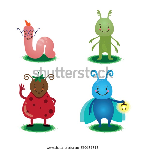 Cute Little Bugs Vector Illustration Stock Vector (Royalty Free) 590151815