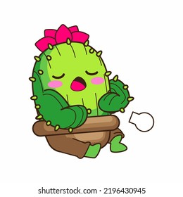 Cute Little Cactus Cartoon Vector Illustration Stock Vector (Royalty ...