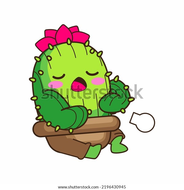 Cute Little Cactus Cartoon Vector Illustration Stock Vector (Royalty ...