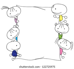 Cute Little Children Doodle Background: เวกเตอร์สต็อก (ปลอดค่าลิขสิทธิ์ ...