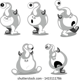 Cute Little Cyclops Different Moods Facial Stock Vector (Royalty Free ...