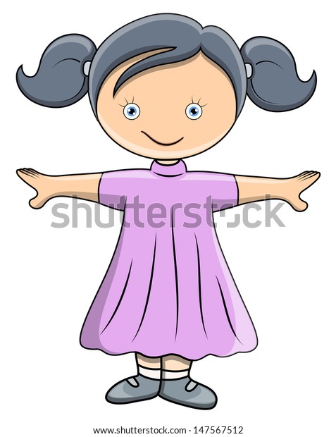 Vektor Stok Cute Little Doll Vector Cartoon Illustration (Tanpa Royalti ...